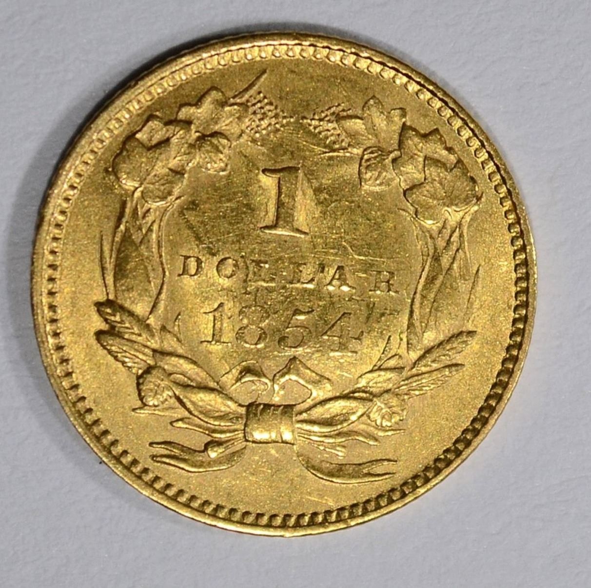 1854 GOLD $1 DOLLAR TYPE 2 CH BU