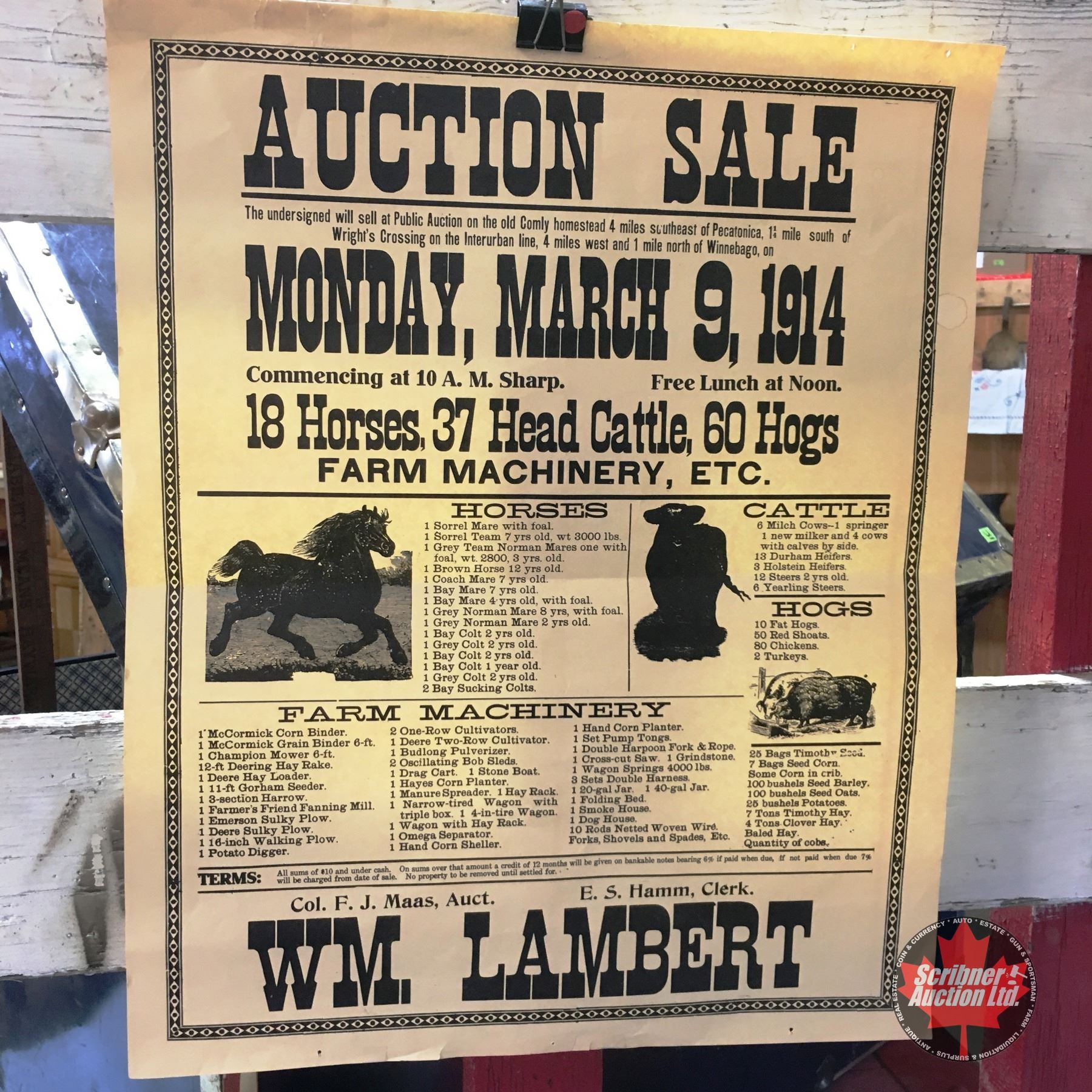 Pair of Vintage Auction Sale Posters
