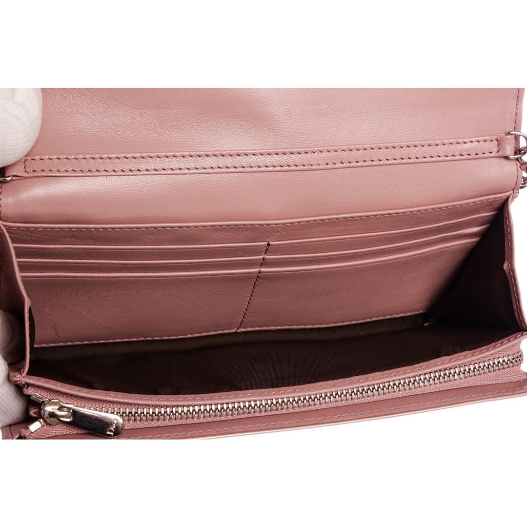 Christian Dior Pink Diorissimo Patent Leather Chain Wallet