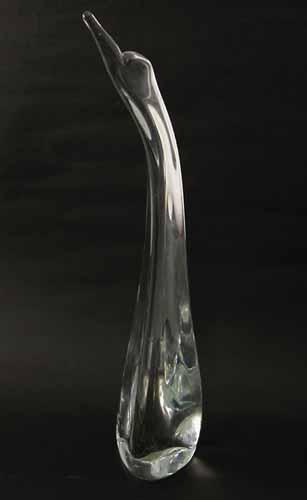 A Daum clear glass model of a swan-neck, engraved mark Daum France ...
