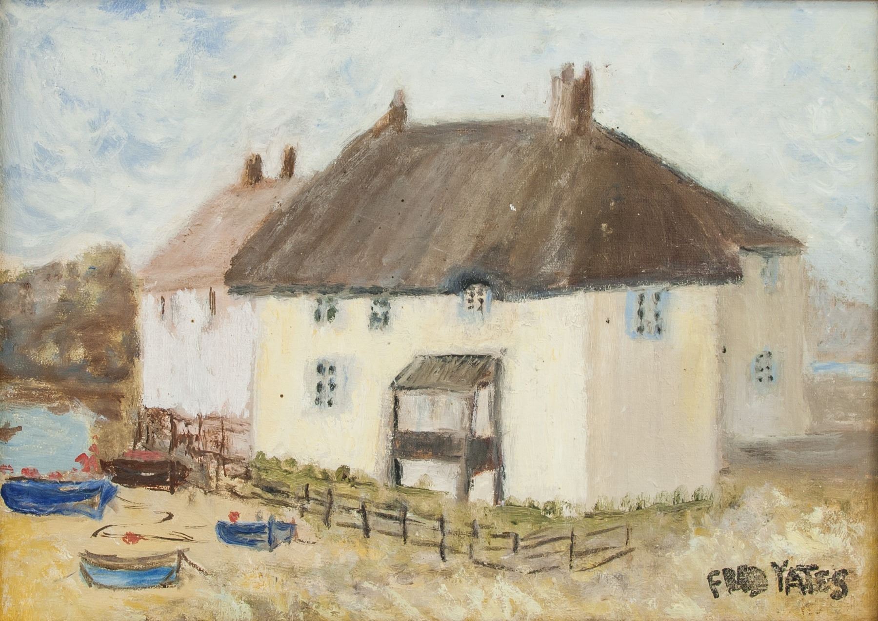 FRED YATES British 1922-2008 Oil Village Scene