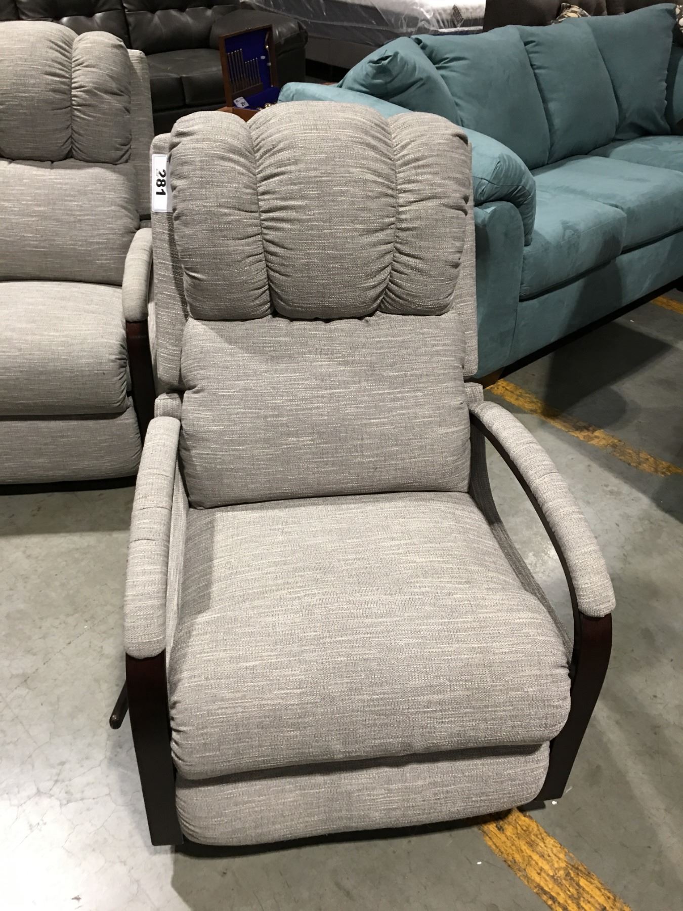 LAZY BOY GREY UPHOLSTERED ROCKER RECLINER LAZY BOY GREY UPHOLSTERED ROCKER RECLINER