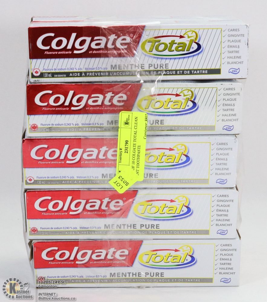 LOT OF 10 COLGATE TOTAL CLEAN MINT TOOTHPASTE
