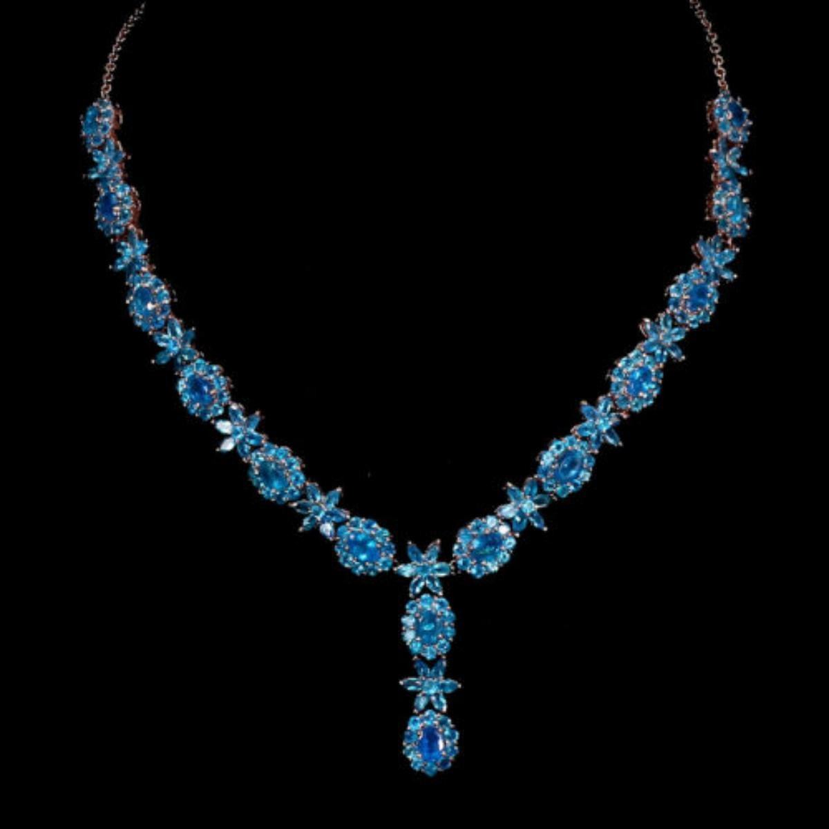 Natural Rare AAA Neon Blue Apatite 194 Cts Necklace