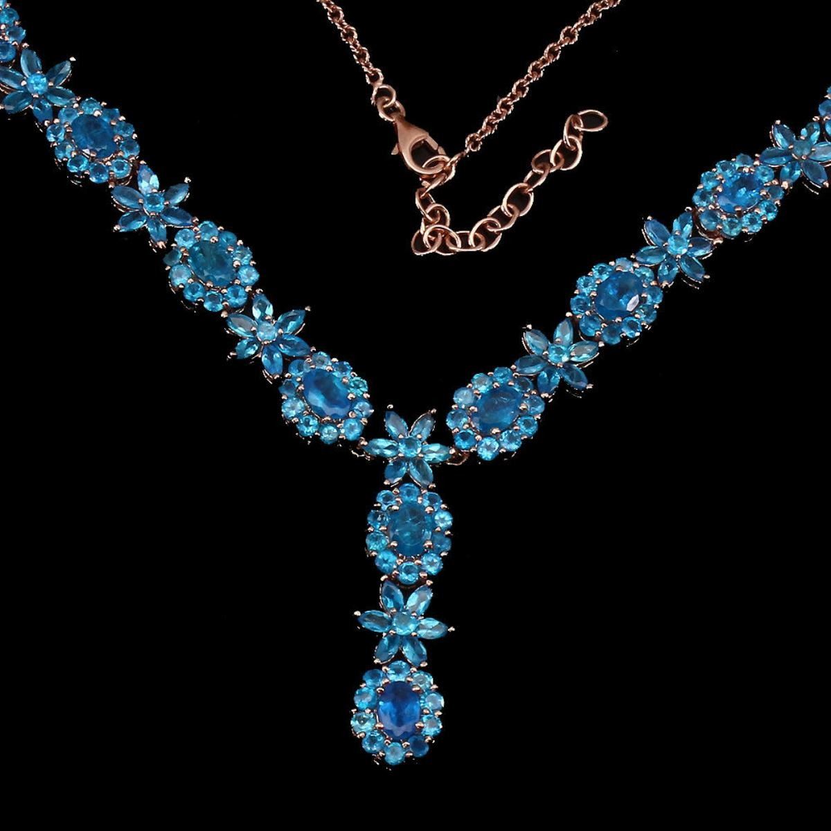 Natural Rare AAA Neon Blue Apatite 194 Cts Necklace