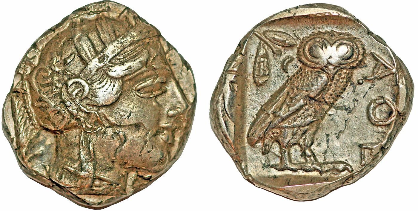 ANCIENT GREEK Silver, Athenian tetradrachm - Owl - 425 BC