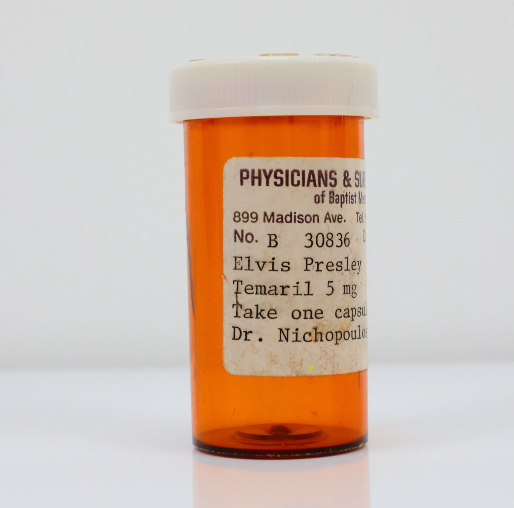 Elvis Presley's Prescription Pill Bottle W/LOA