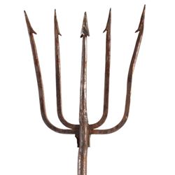 Wrought Iron Worked Five Point Fishing Trident