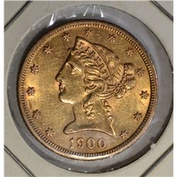 1900-S $5.00 GOLD LIBERTY, AU