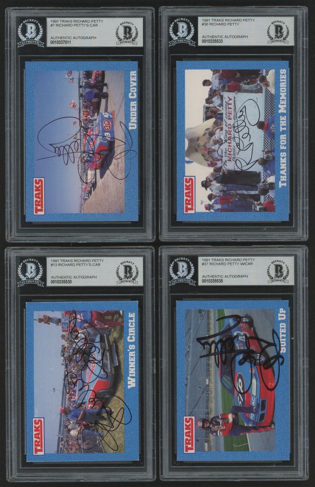 Lot of (4) Richard Petty Signed 1991 Traks Racing Cards with (1) #13 ...