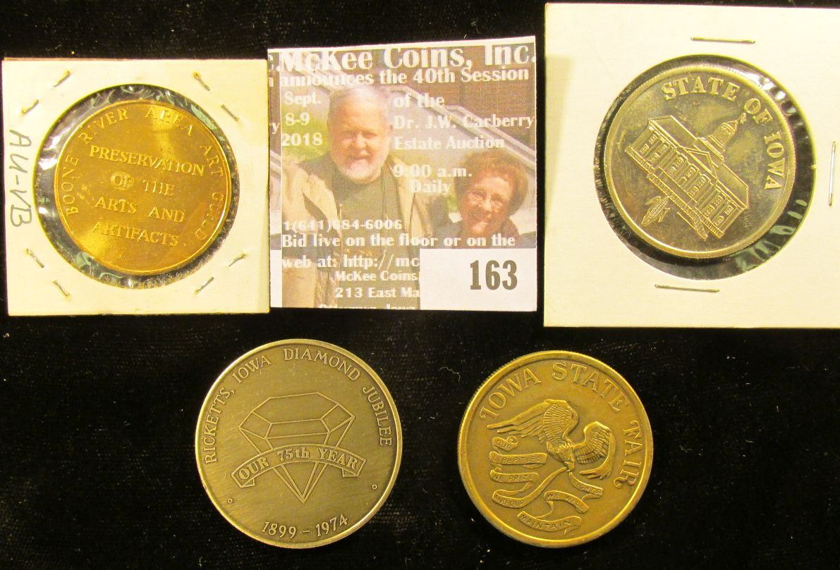 1974 Ricketts, Iowa Diamond Jubilee Medal; 1973 Webster City, Iowa ...
