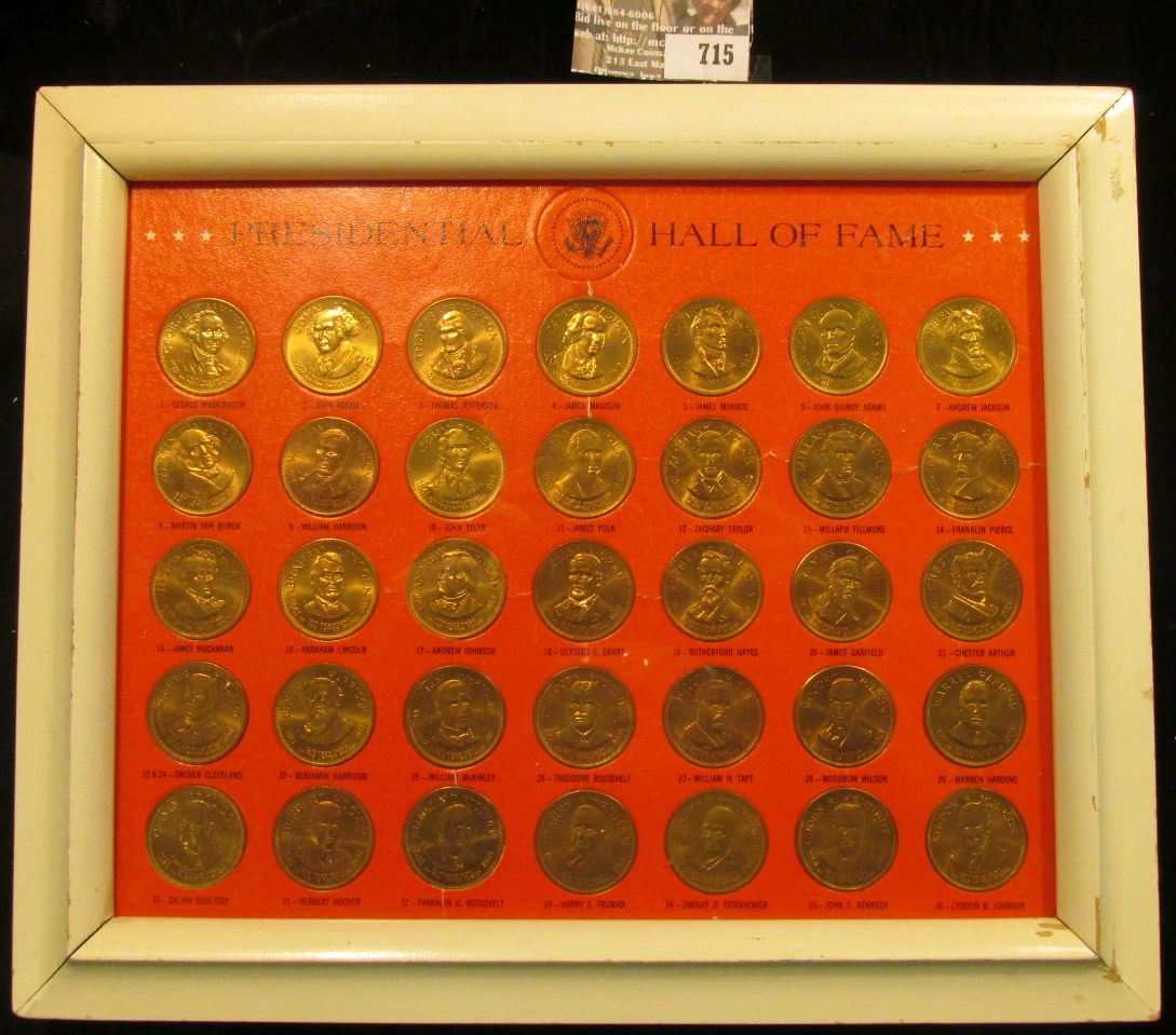 Framed Presidential Hall Of Fame Token Set.. There Are A Total Of 35 ...