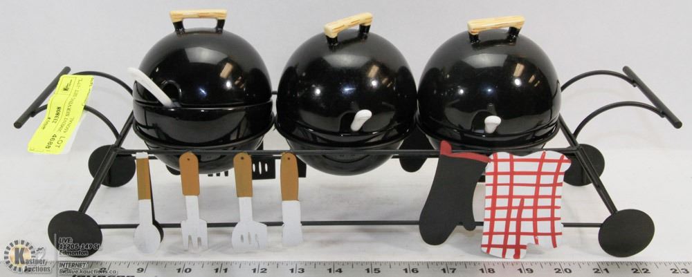 BBQ CONDIMENT SERVING SET -17"L X 5"W. SEASONAL