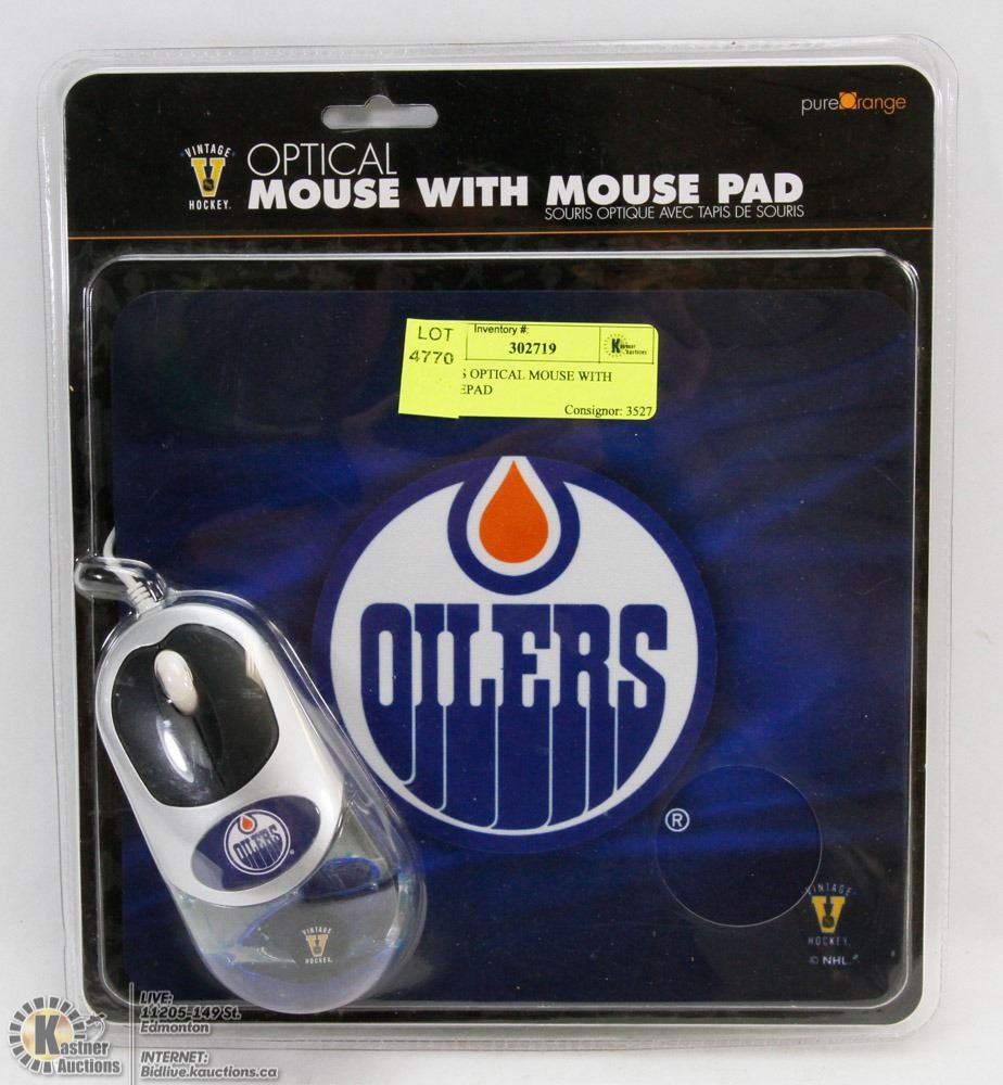 OILERS OPTICAL MOUSE WITH MOUSEPAD