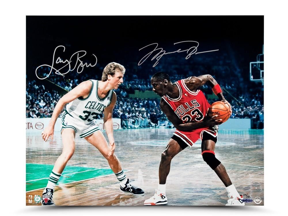 Michael Jordan Larry Bird Signed "Battle Tested" LE 16x20 Photo (UDA COA)