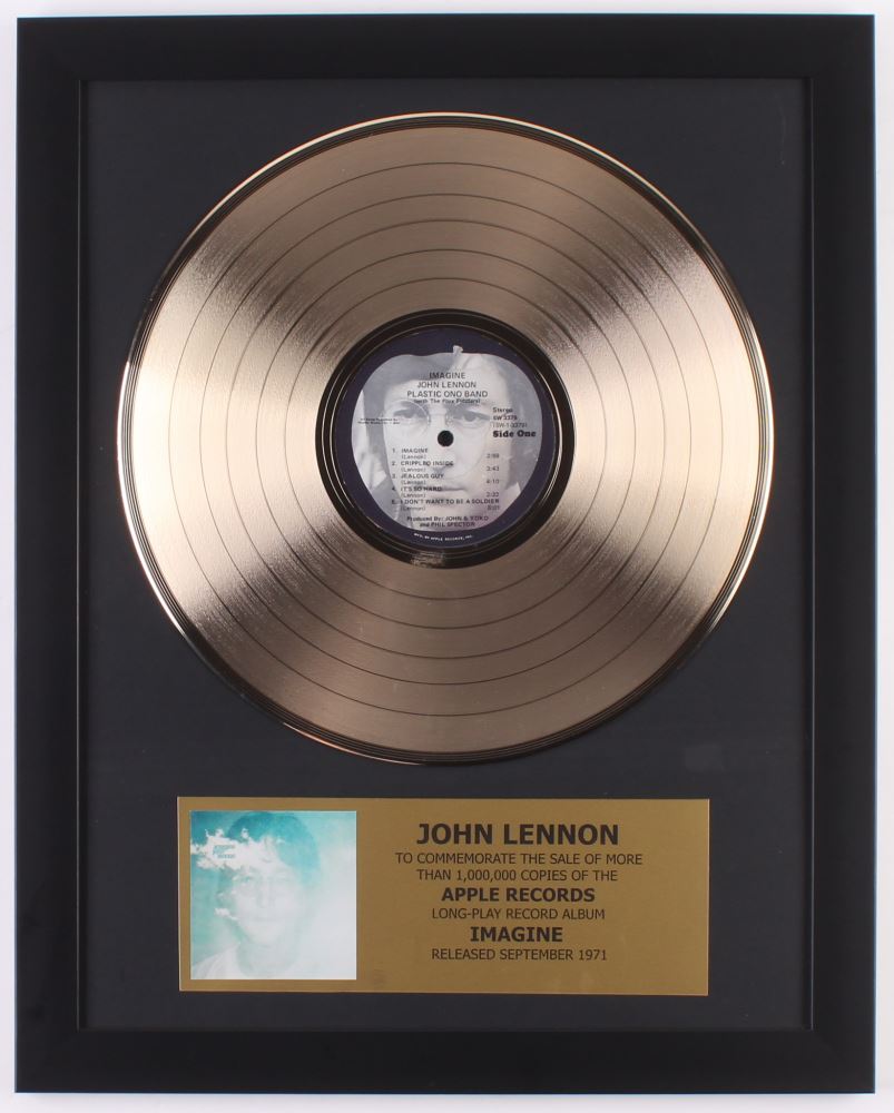 John Lennon Custom Framed 16x19.5 Platinum Plated "Imagine" Record ...