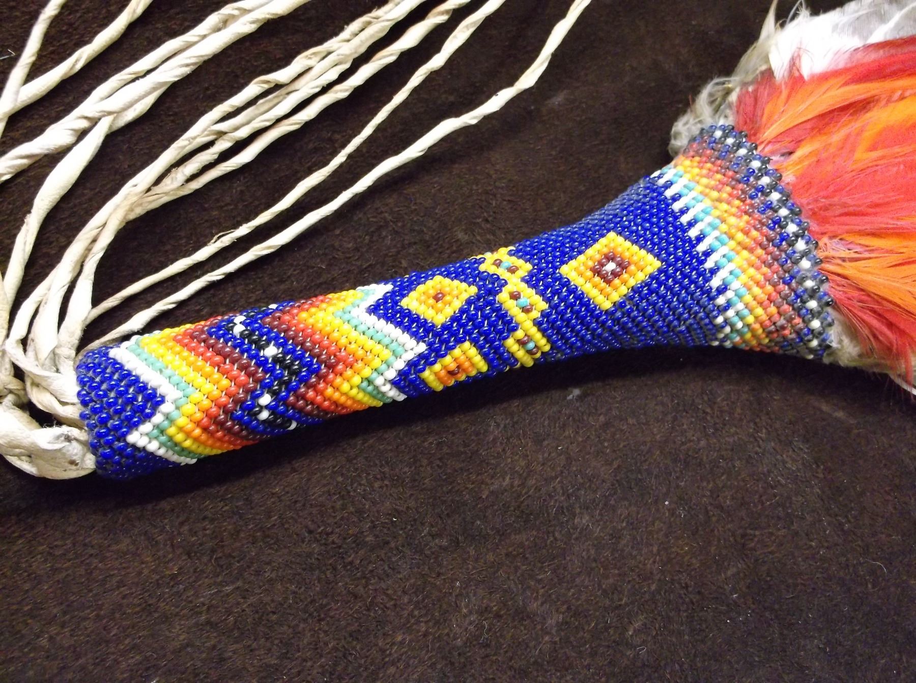 Beaded Turtle Rattle- 9.25"L- Tomahawk with Rawhide Covered Shaft- 6 ...