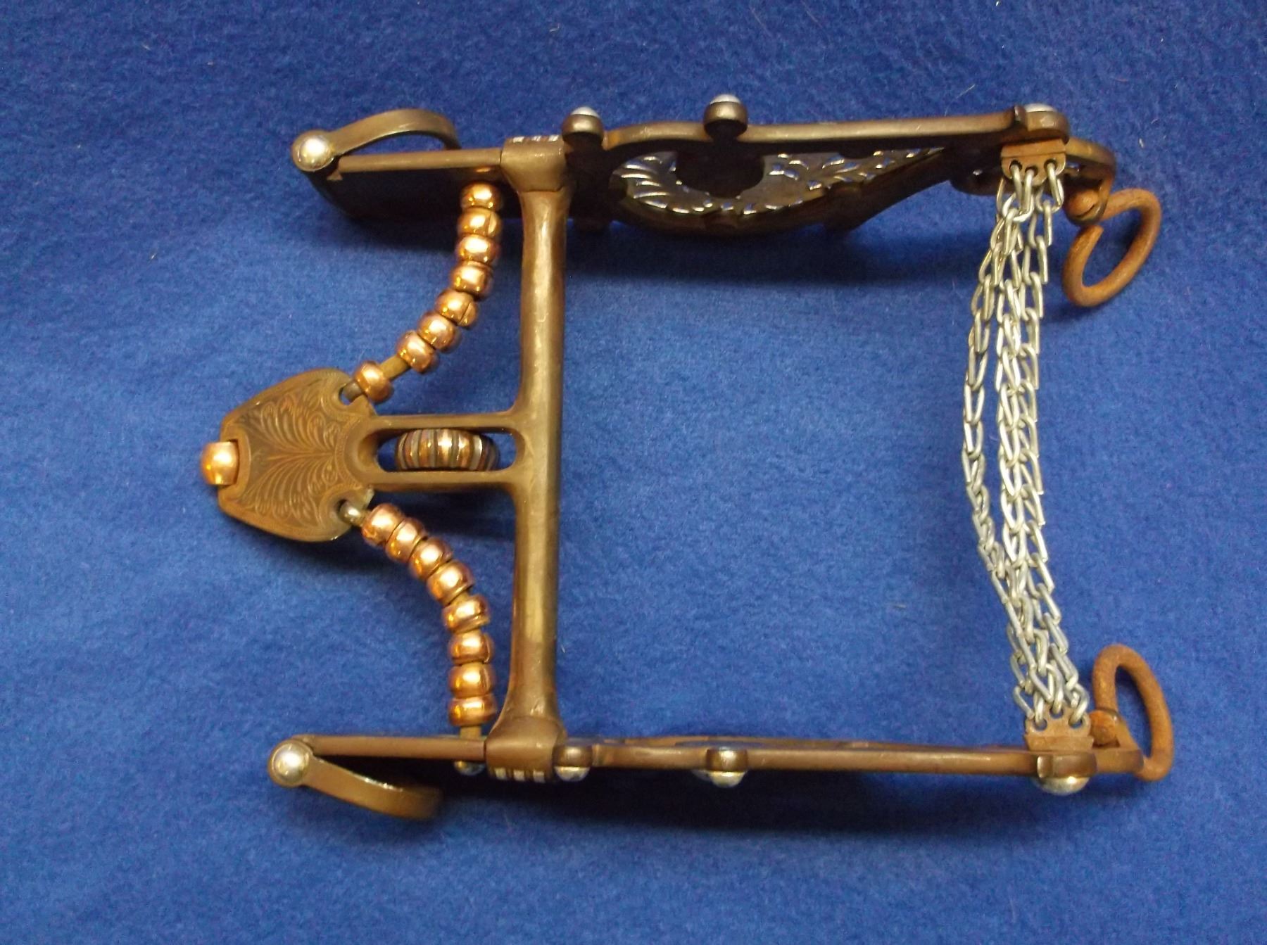 Marked El Gato Silver Inlaid Bit- Carmel Cheek- Spade Mouth- Engraved ...