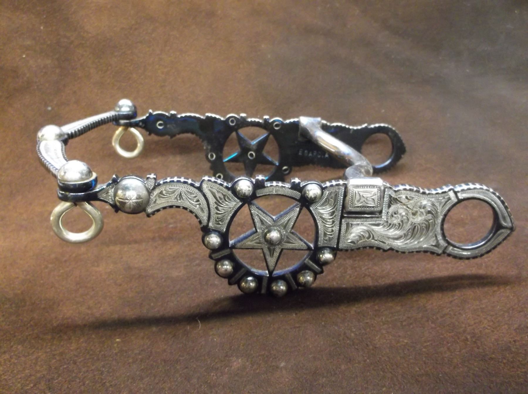 Marked E Garcia Silver Inlaid Bit- Santa Barbara Cheek Curb Mouth- Elko ...