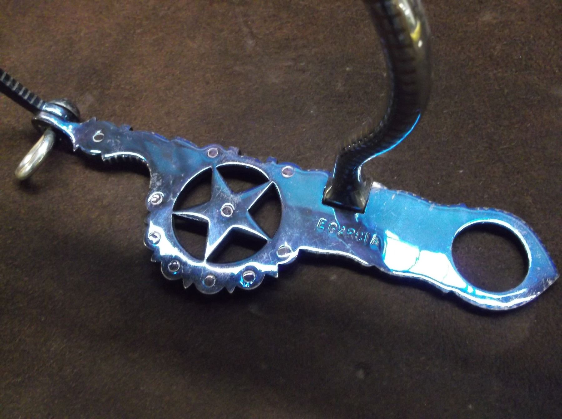 Marked E Garcia Silver Inlaid Bit- Santa Barbara Cheek Curb Mouth- Elko ...