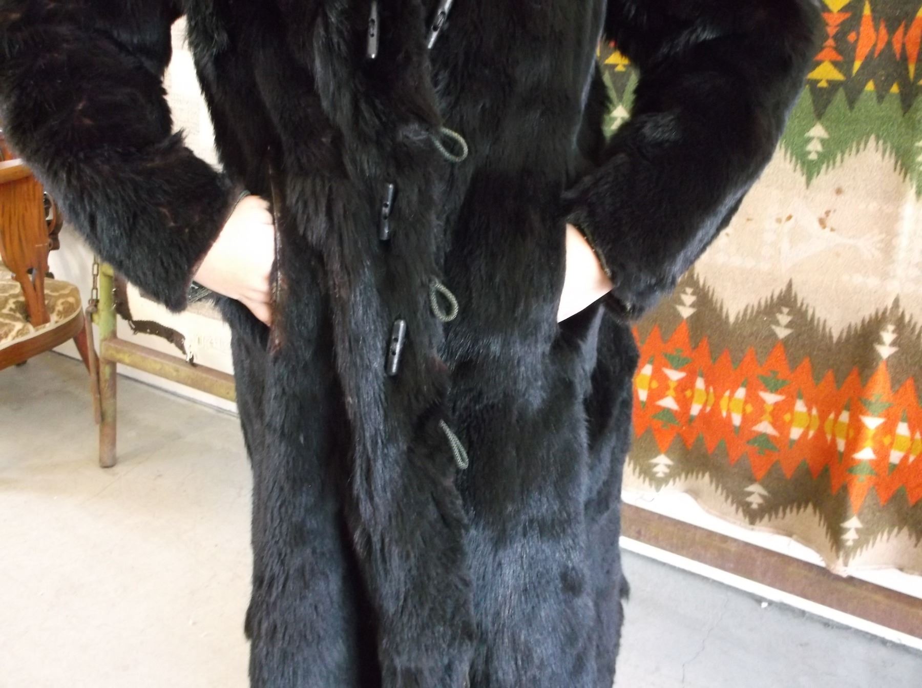 Bear Hide Coat with Mittens- 50"L