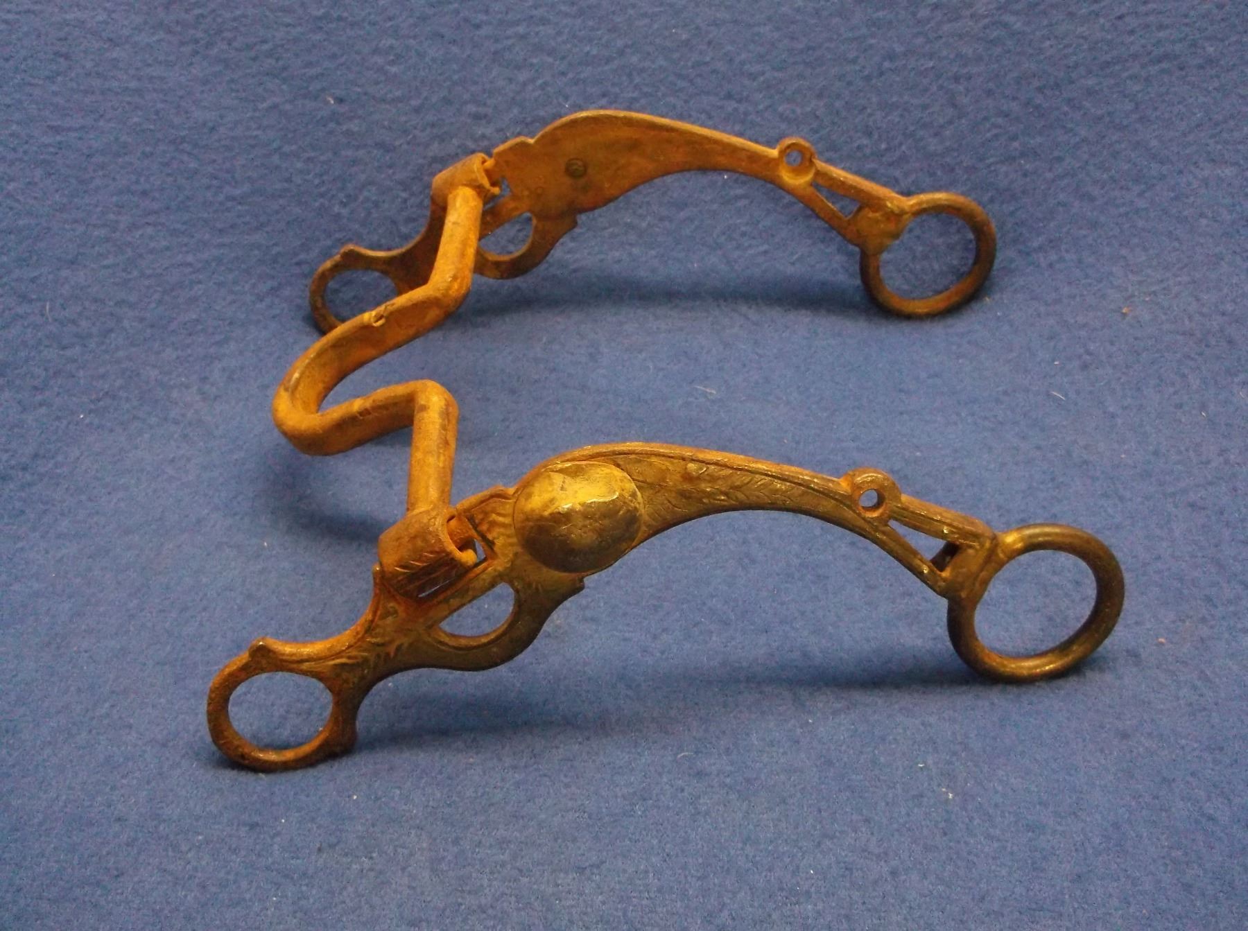 Unmarked Silver Inlaid Bit- Nevada Cheek High Port Mouth- Damaged ...