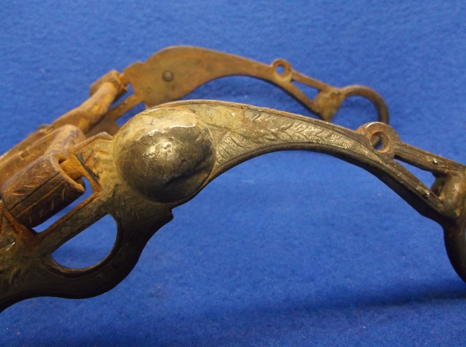 Unmarked Silver Inlaid Bit- Nevada Cheek High Port Mouth- Damaged ...