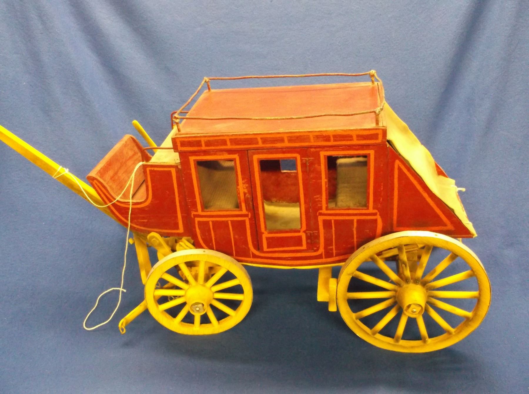 Marked #58SC Miniature Stage Coach- Handmade- Wheels Turn- Brakes Work ...