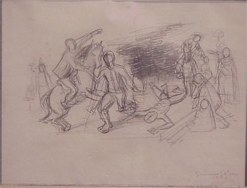 Jesus Guerro Galvin (1910-1973) Mexican, FIGURES WITH HORSES, 1946 ...