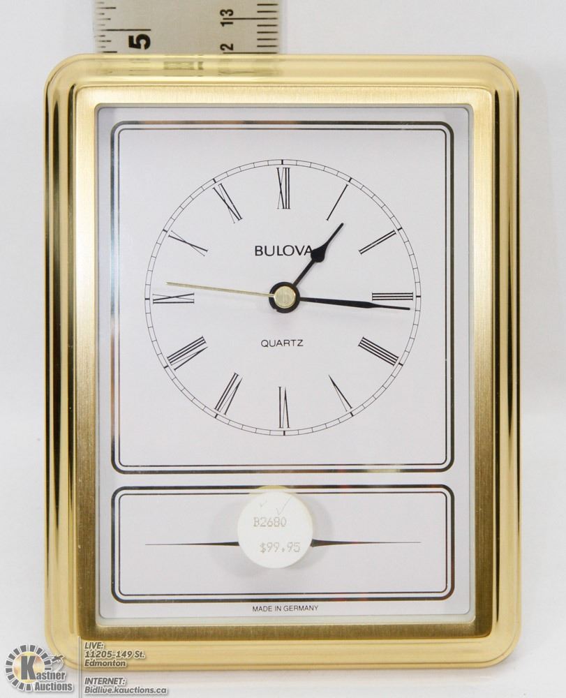 NEW BULOVA QUARTZ STAND CLOCK.