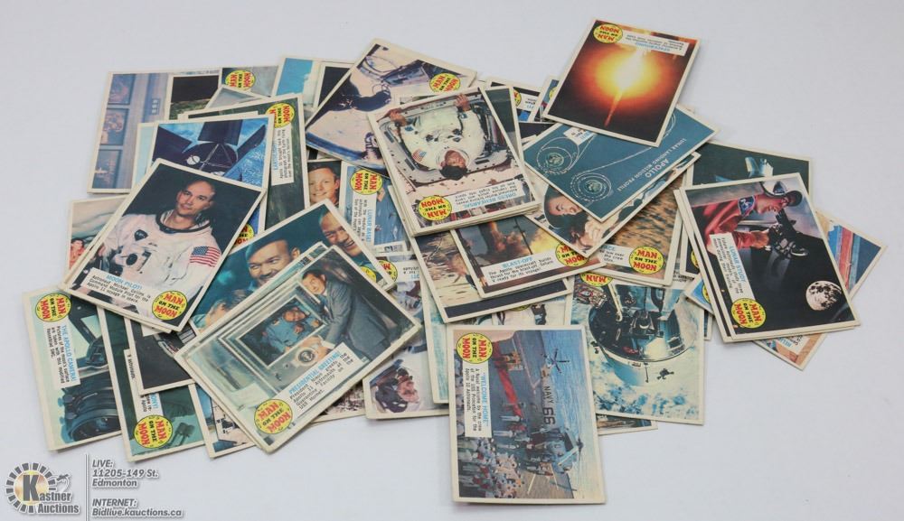 LOT OF 61- 1969 MAN ON THE MOON TRADING CARDS.