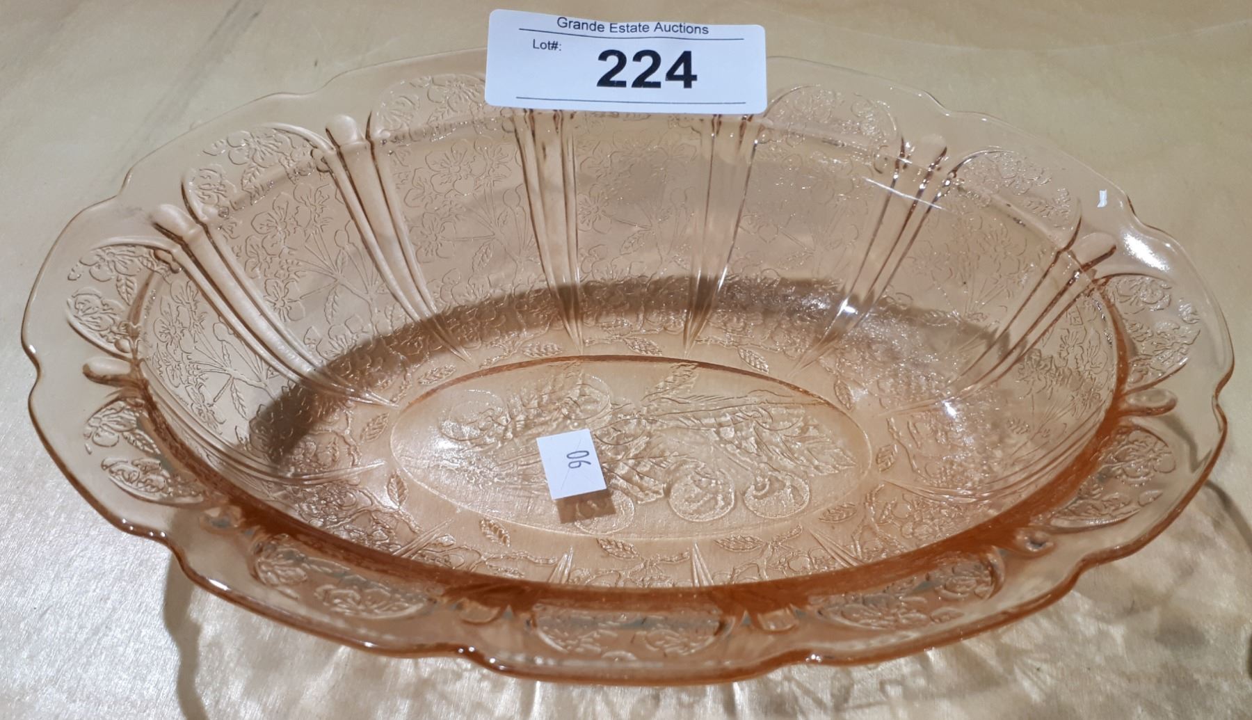Pink Depression Glass Oval Bowl