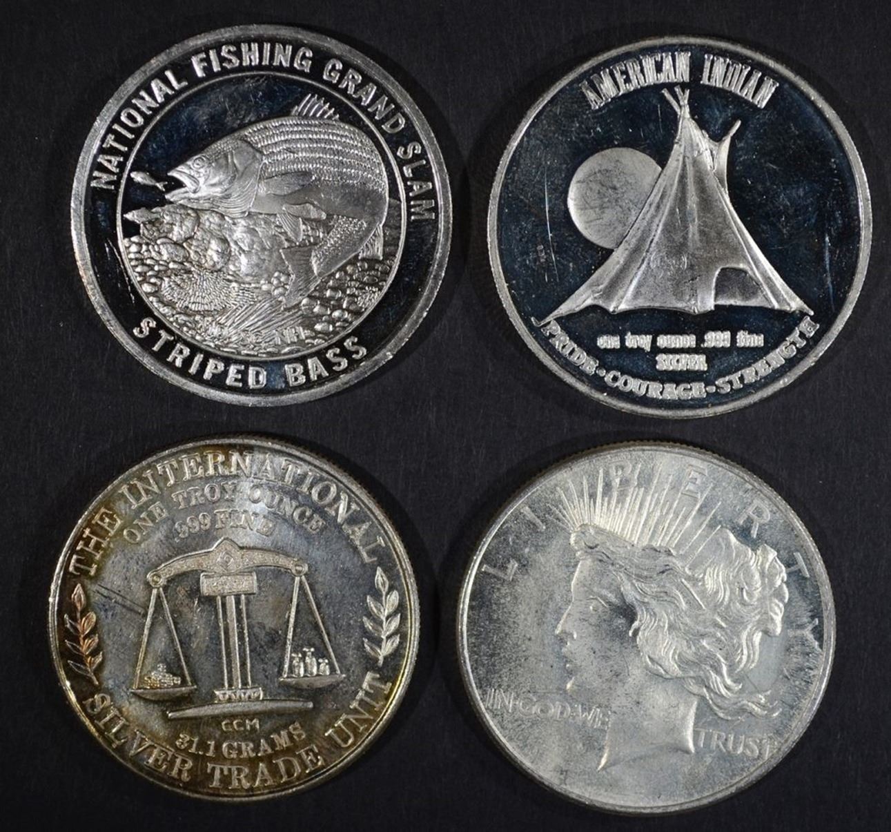 4-DIFFERENT 1oz SILVER ROUNDS