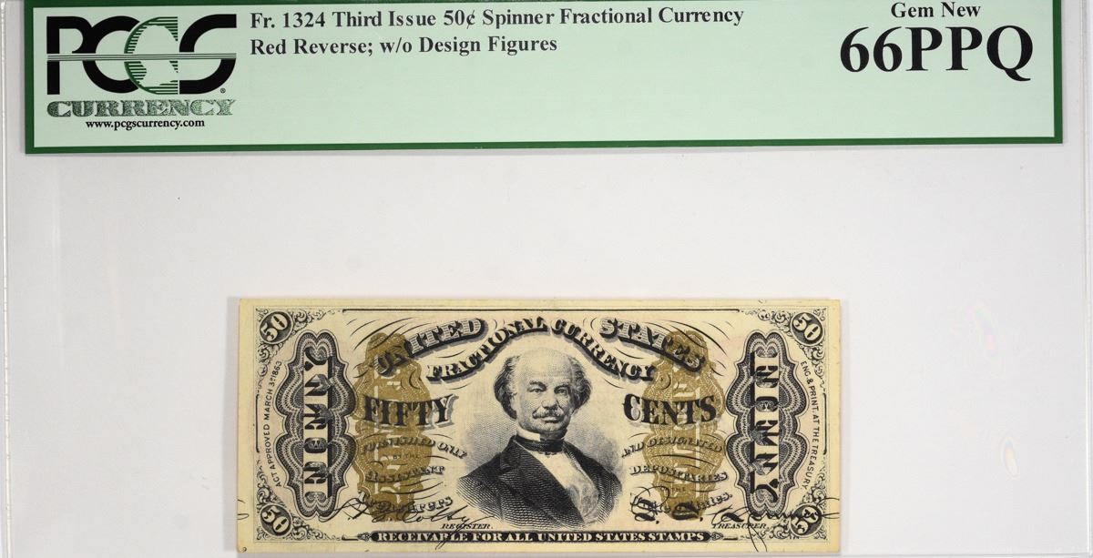 Tied for Finest Spinner 50 Cent. Fr. 1324. 50 Cent. Third Issue ...