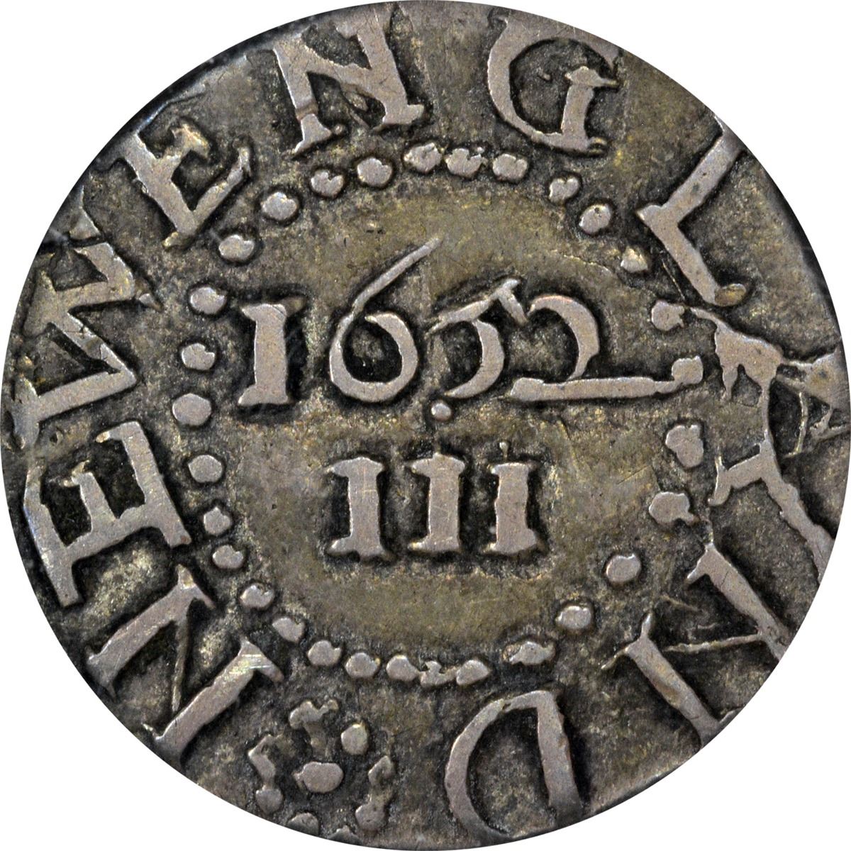 EF 1652 Oak Tree Threepence. 1652 Massachusetts Bay Colony. Noe-28, W ...