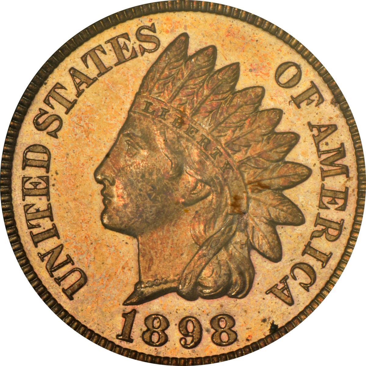 1898 Indian 1¢. Proof-64 RD PCGS.