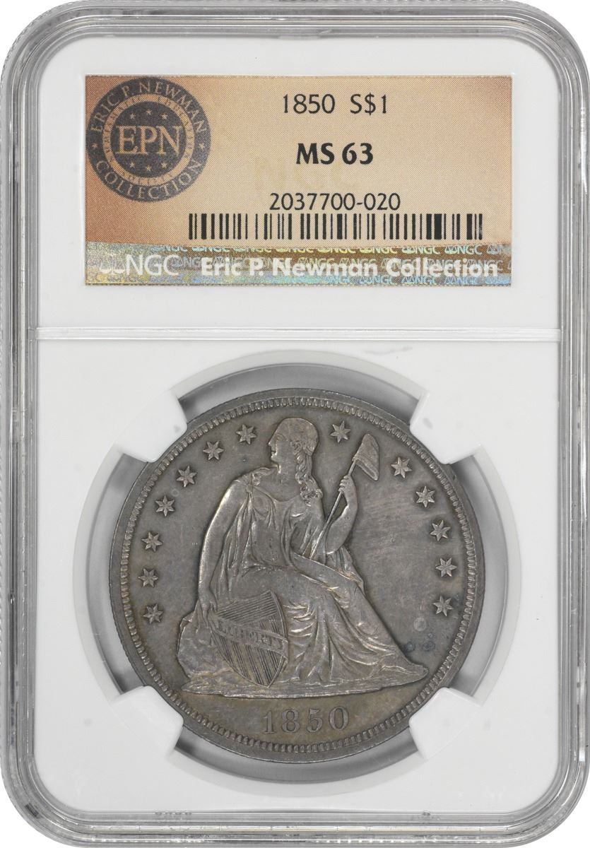 Choice Uncirculated 1850 Silver Dollar Ex Eric P. Newman. 1850 Seated ...
