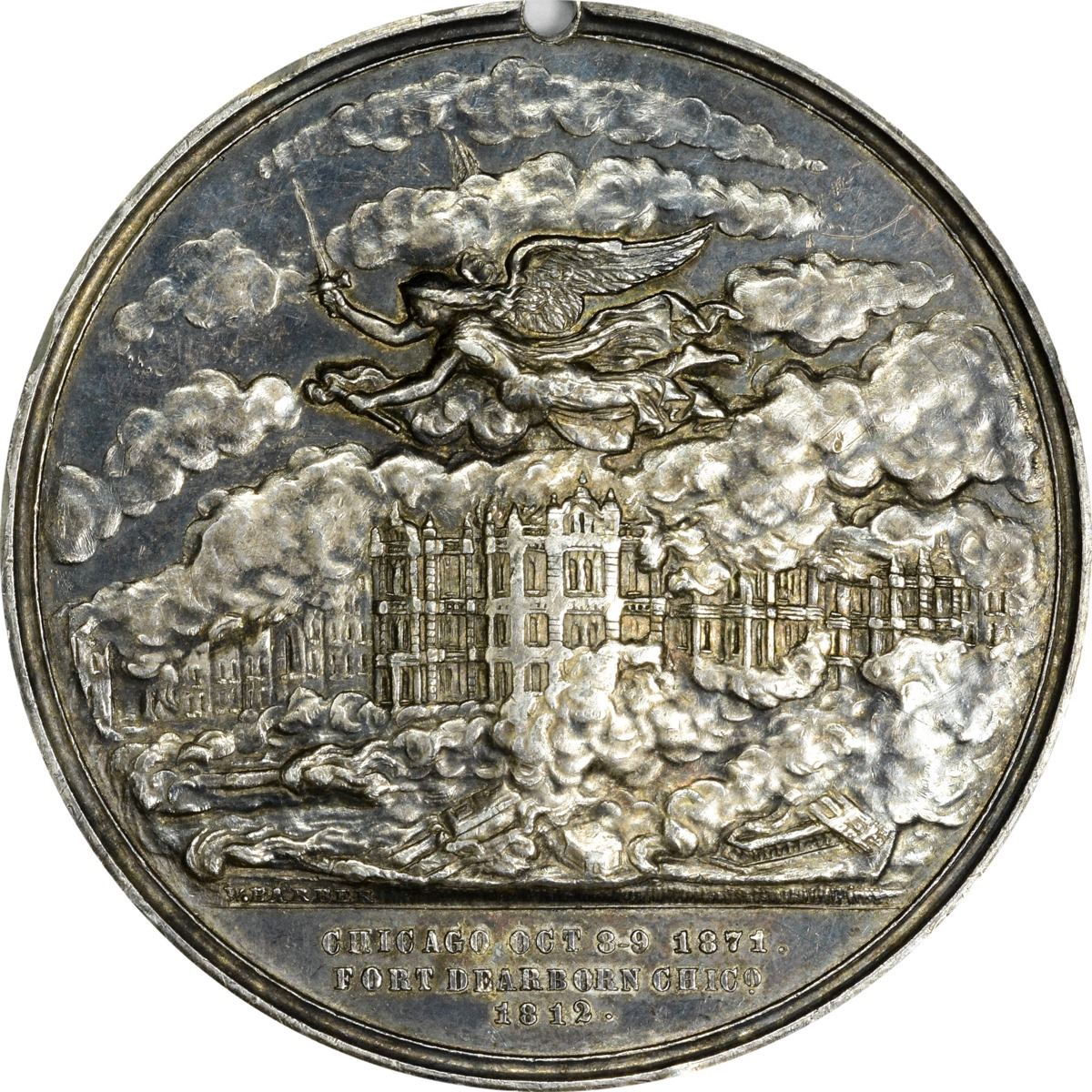 Rare 1873 Silver Chicago Fire Medal Dies by William Barber. Illinois ...