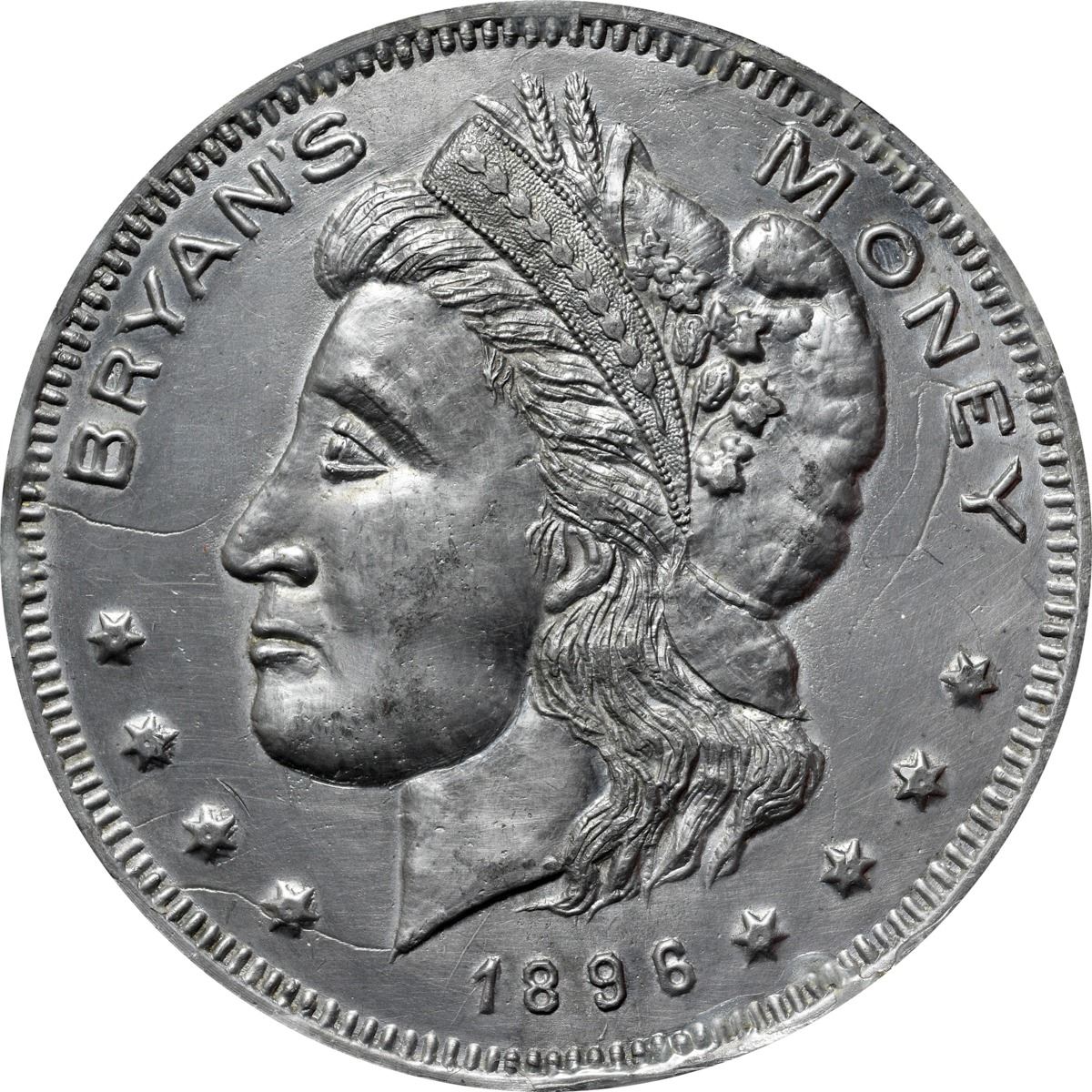 1896 Bryan Money. 16 to 1 – NIT. Zerbe 90. Lead or Type Metal. 88 mm ...