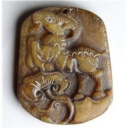 Old Chinese Jade Hand Carved Goat Pendant