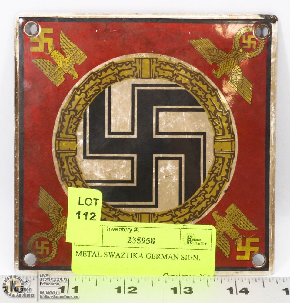 METAL SWASTIKA GERMAN SIGN.
