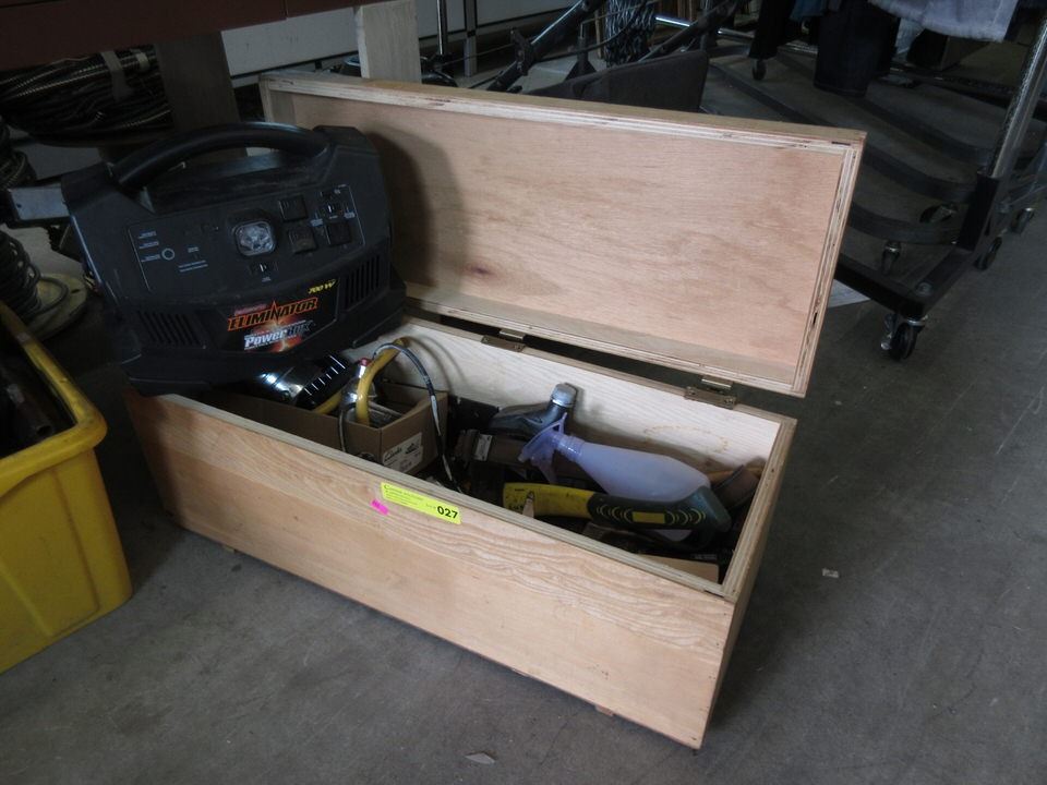 Wooden Toolbox & Contents & Powerbox