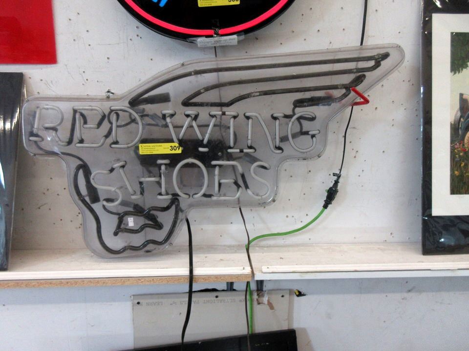 Electric Neon Red Wing Shoes Sign