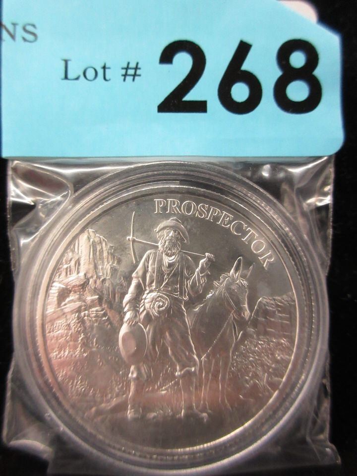 1 Oz. Prospector/ Mule .999 Silver Round