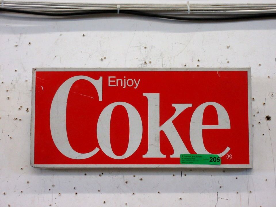 Vintage "Enjoy Coke" Pressed Steel Sign