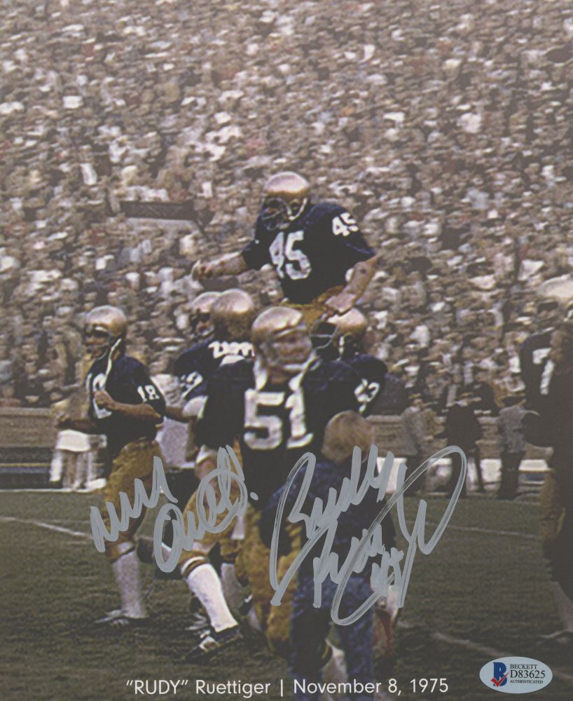 Rudy Ruettiger Signed Notre Dame "Carried Off the Field" 8x10 Photo ...