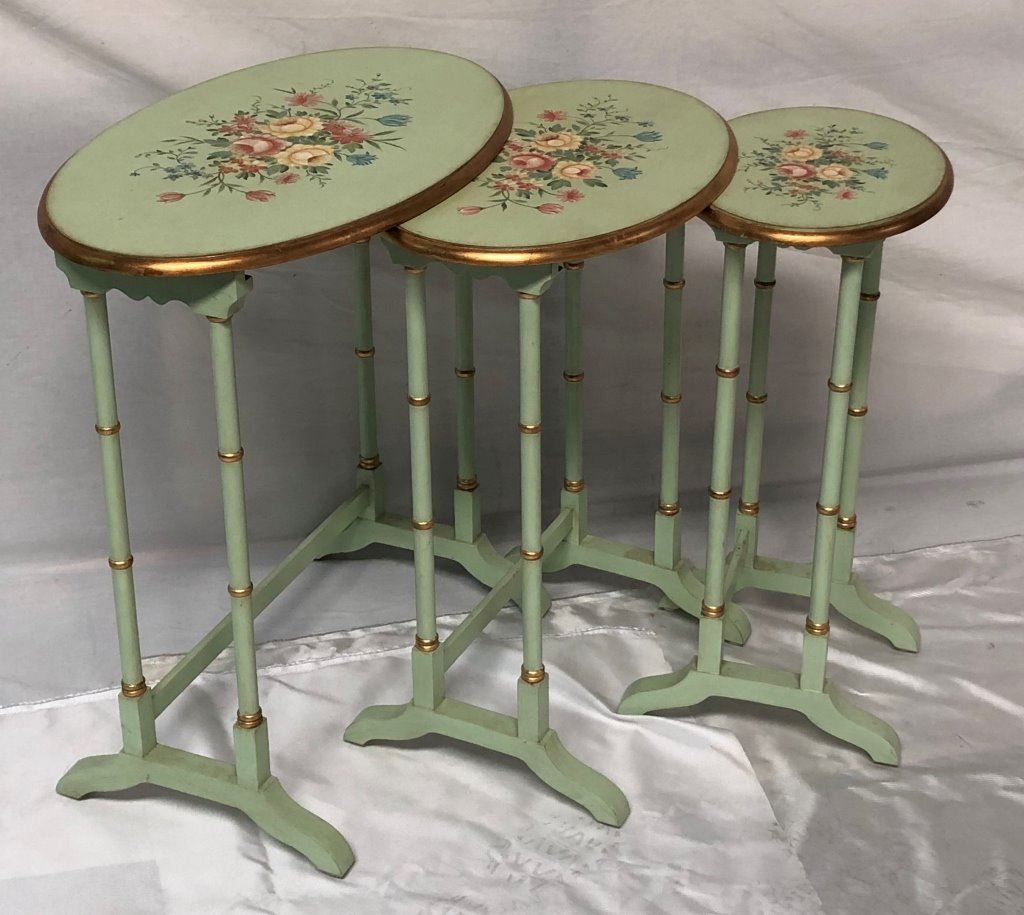 Hand Painted 3 Pc Nesting Tables