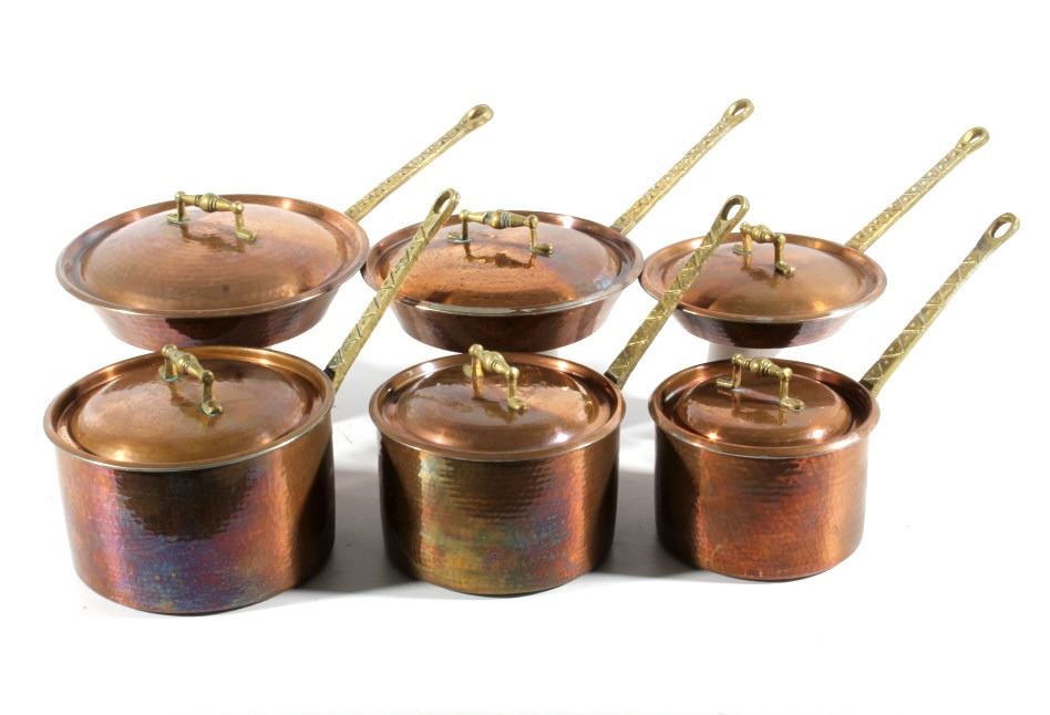 Early Hammered Copper and Bronze Cookware w/ Lids
