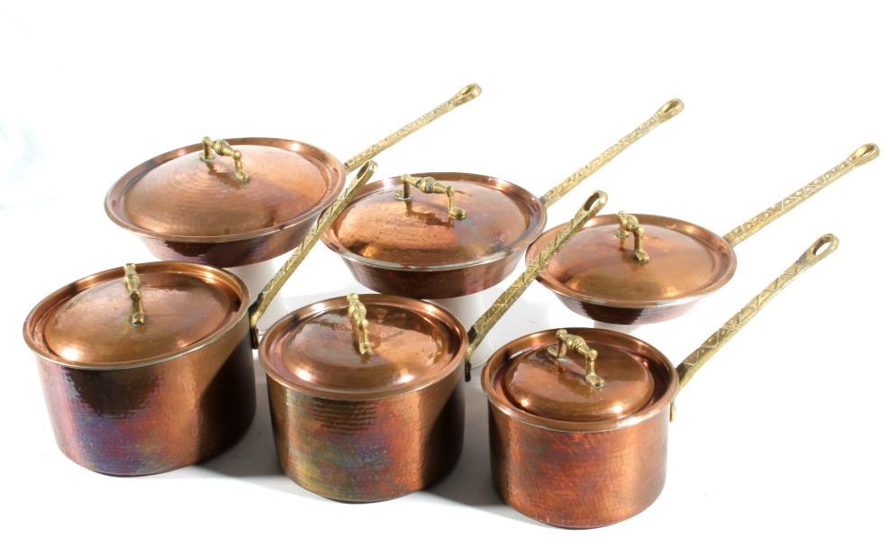 Early Hammered Copper and Bronze Cookware w/ Lids