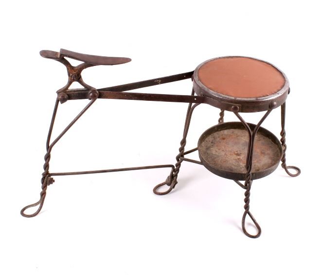 Antique Twisted Iron Cobbler Shoe Shine Stool